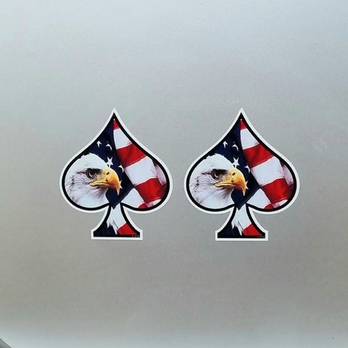 2x US American Bald Eagle Ace of Spades Vinyl Sticker Decal For Car Van ...