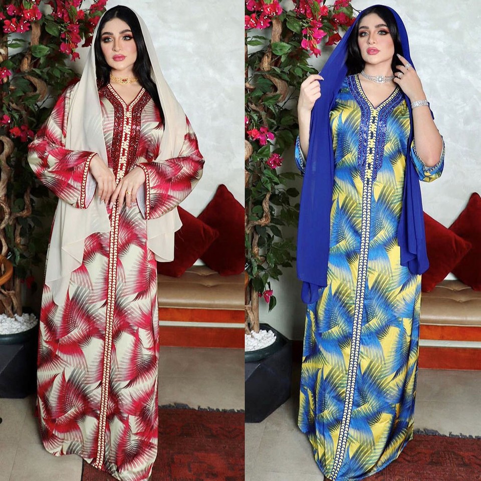 Muslim Women Abaya Maxi Dress Turkey Kaftan Islamic Long Robes Vintage ...
