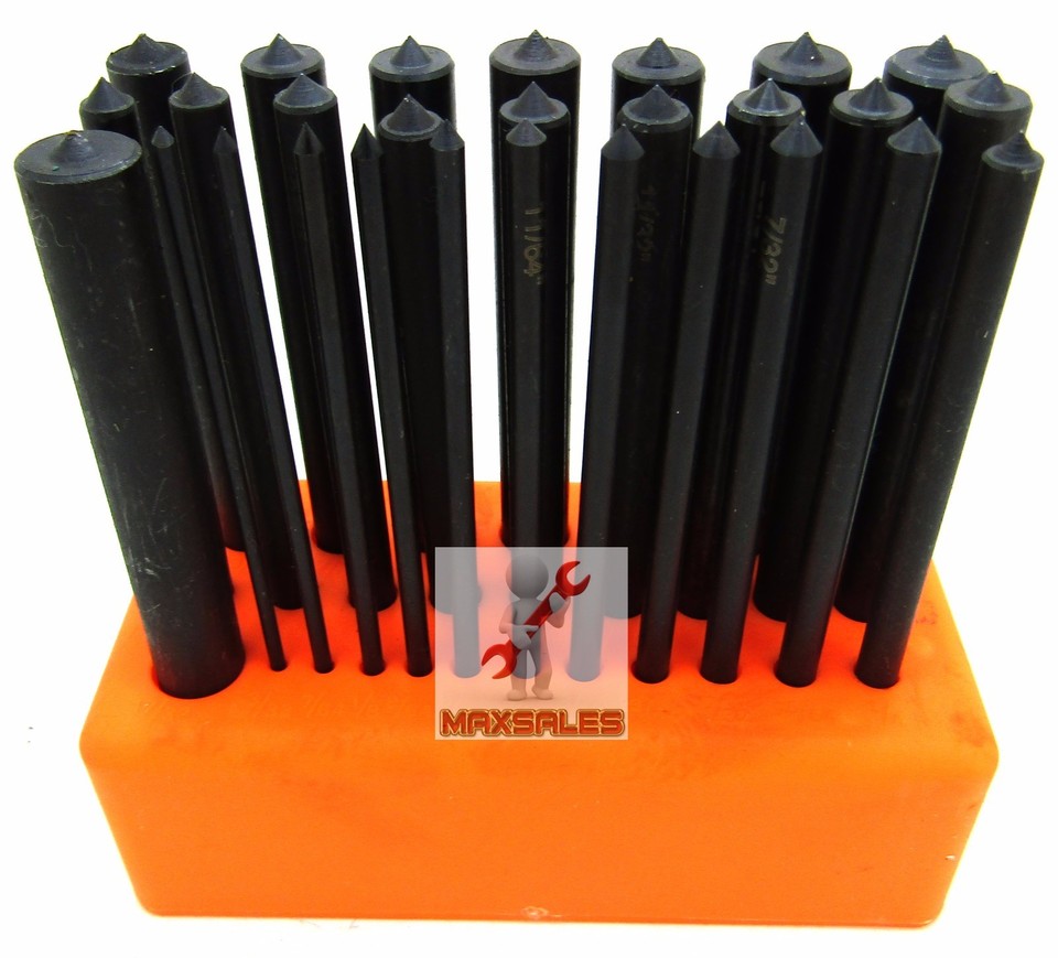 28-PC CENTER PUNCH Set Steel Transfer Punch Machinist Thread Tool Kit ...