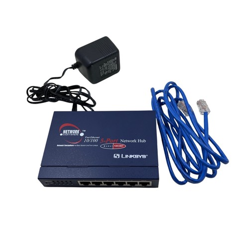 Linksys Network Hub Model NH1005 V2 10/100 5-Port with Cable and Power ...