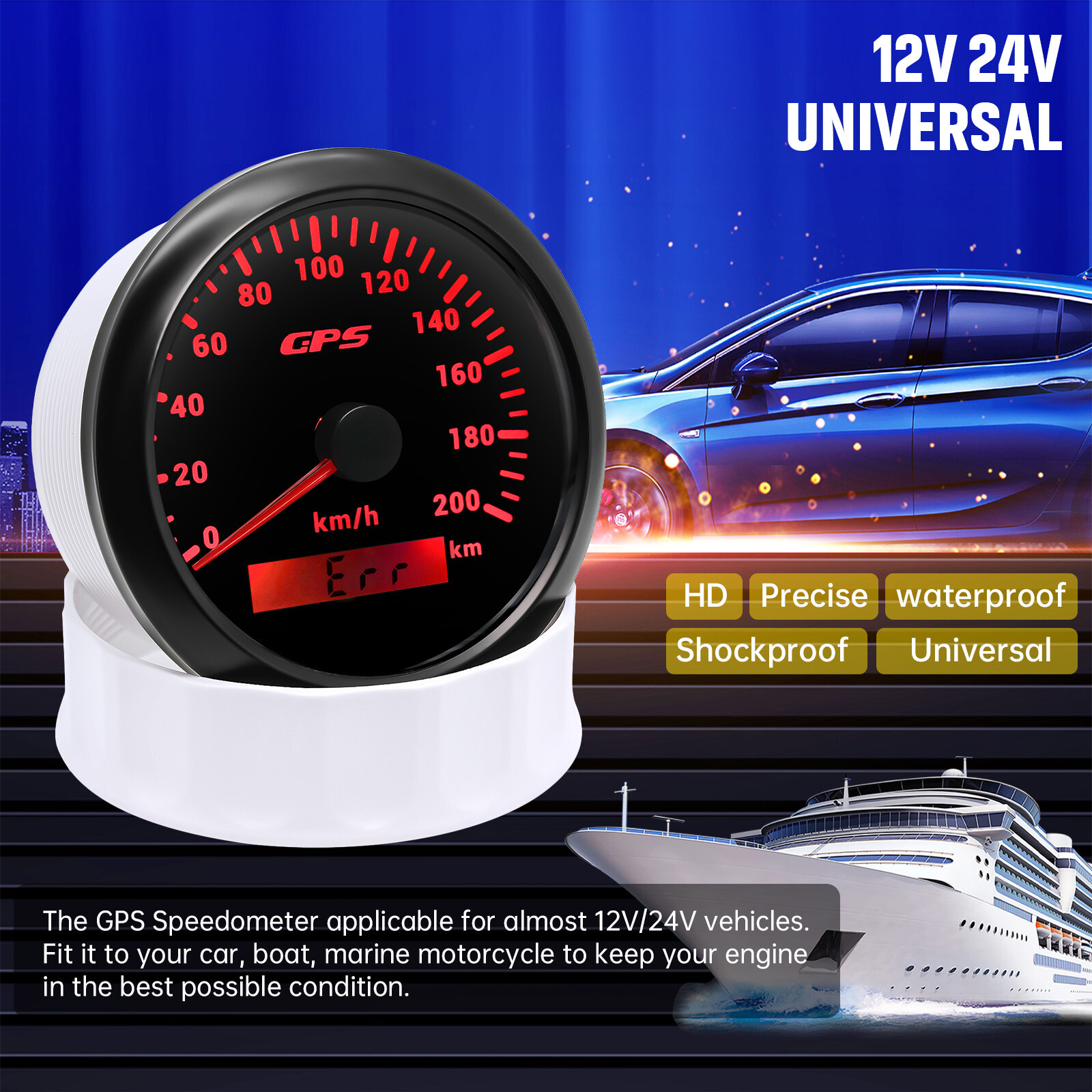 6 Gauge Set 85mm GPS Speedometer 0-200Km/H Tacho &52mm Fuel Oil Press ...