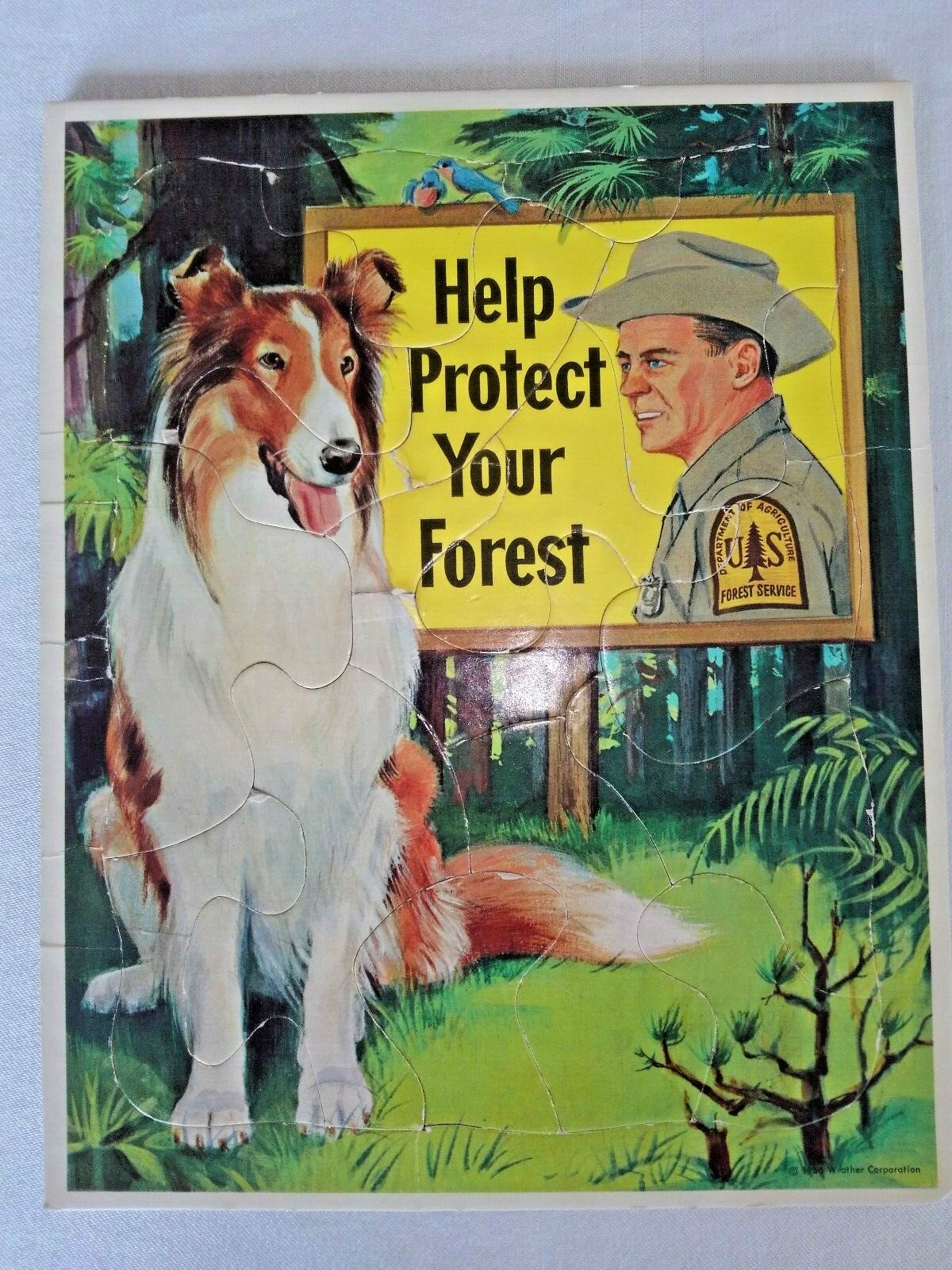 Lot 2 Wrather Puzzles: 1966 Lassie Campfire, US Forest Service | eBay