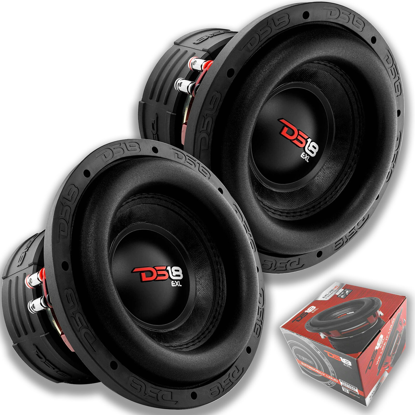 8" 600 Watt RMS 4-Ohm DVC Pro Car Audio Subwoofer Pair EXL-X8.4D DS18 ...