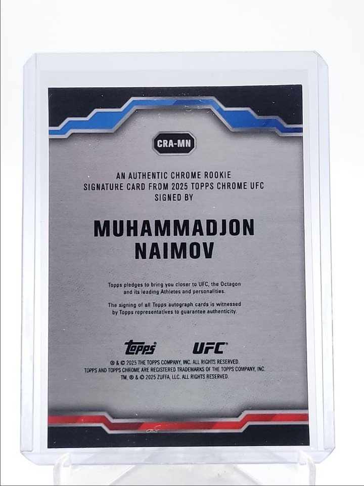 MUHAMMADJON NAIMOV 2025 TOPPS CHROME UFC ROOKIE BLUE RC AUTO /150 Q4282 ...