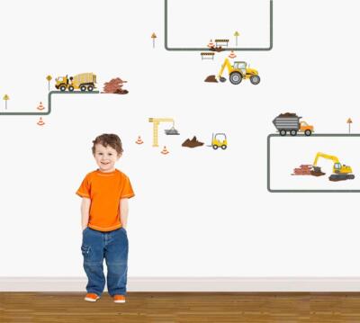Work On the Road Cartoon Wall Sticker Decal Art Mural Children Kids ...
