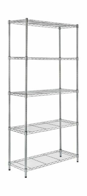 AmazonBasics 5-Shelf Shelving Unit - Chrome for sale online | eBay