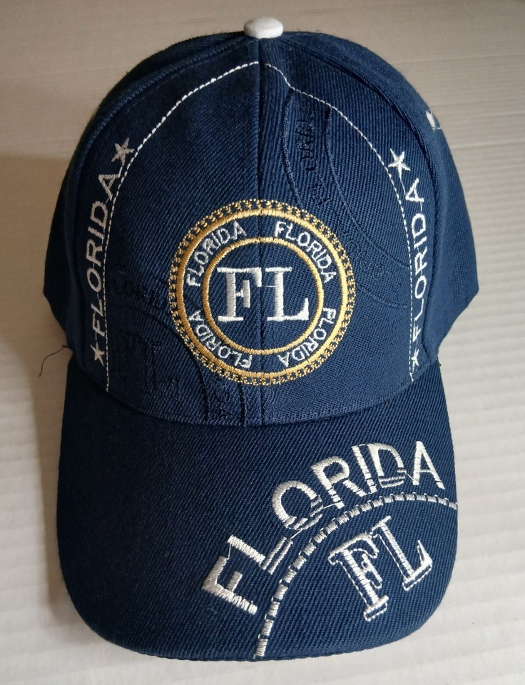 Florida Embroidered Adjustable Navy Blue Unisex Adults Baseball Hat Cap ...