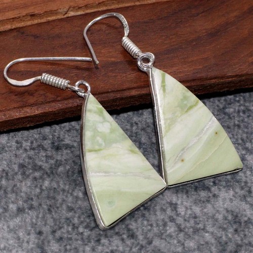 925 Silver Plated Larsonite Ethnic Earrings Gemstone Jewelry Size 1.8 ...
