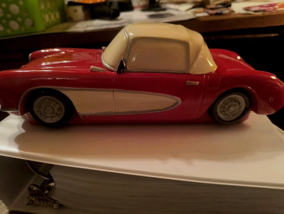 Vintage Wooden Scale Bank Model 1957 Chevrolet Corvette Red 12" Long ...