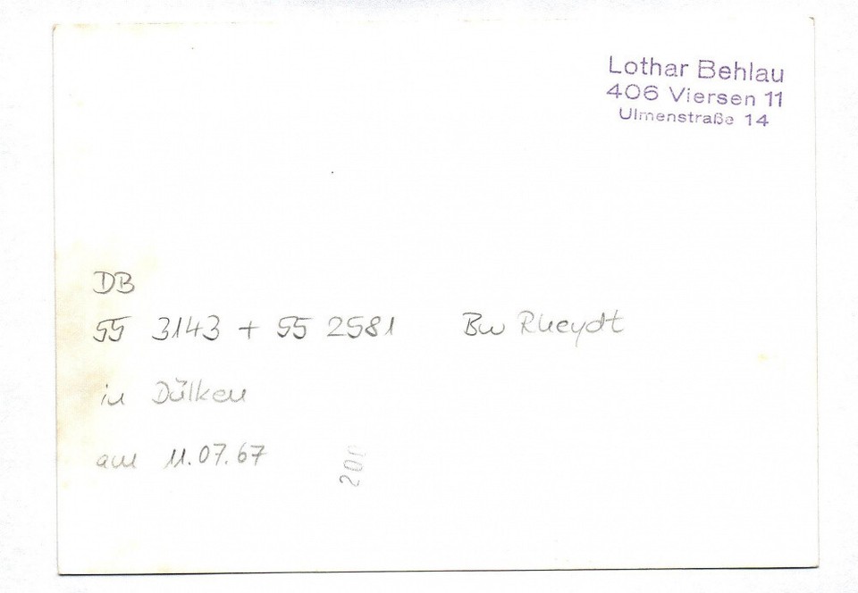 Photo DB Steam Locomotive 55 3143 and 55 2581 Bw Rheydt in Dülken 1967 ...