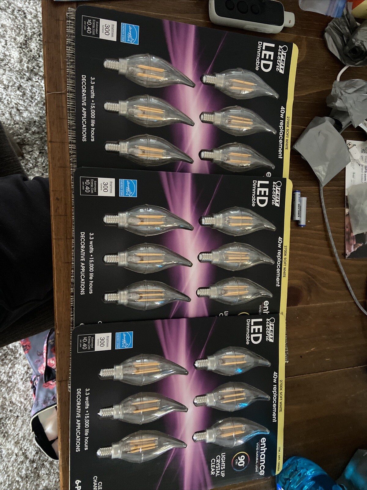 LED-Feit Electric LED Chandelier Bulbs 40W replacement -X 3 Six packs ...