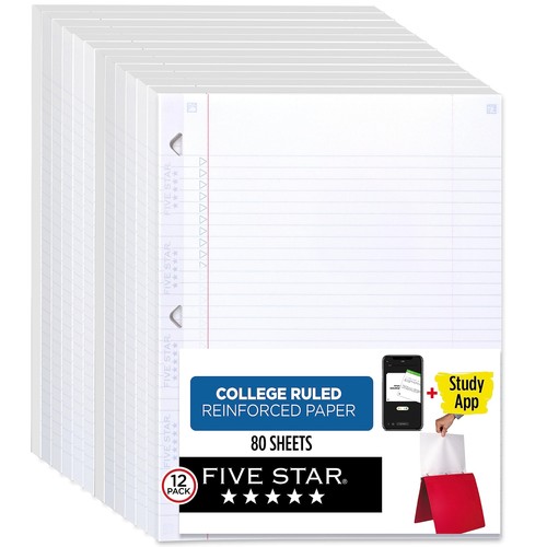 Loose Leaf Paper College Ruled 8-1/2x11" 80 Sheets per Pack Reinforced ...