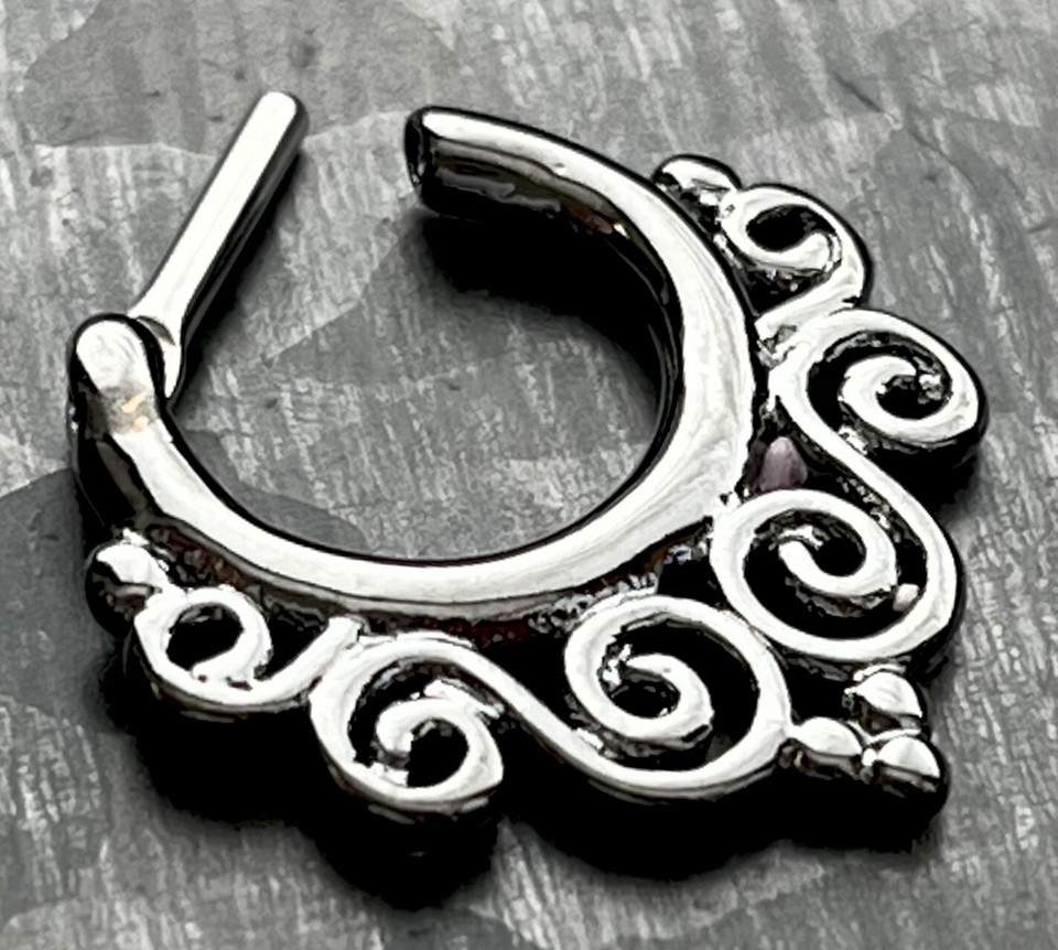 1pc Tribal Swirls Design Septum Clicker 316L Surgical Steel 14g or 16g ...