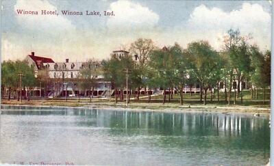 WINONA LAKE, IN Indiana WINONA HOTEL from Water 1910 Postcard | eBay