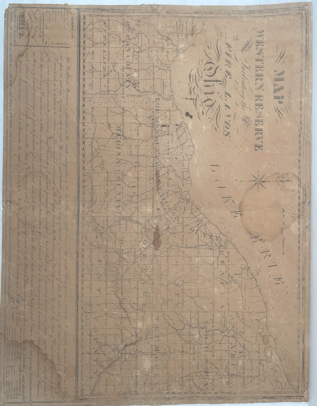 Rare Antique 1833 Map Of The Western Reserve Including The Firelands In ...