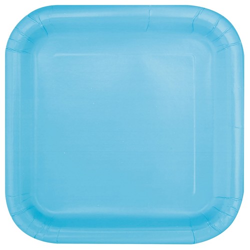 Unique 30900EU Eco-Friendly Square Paper Plates-18 cm-Baby Blue Colour ...
