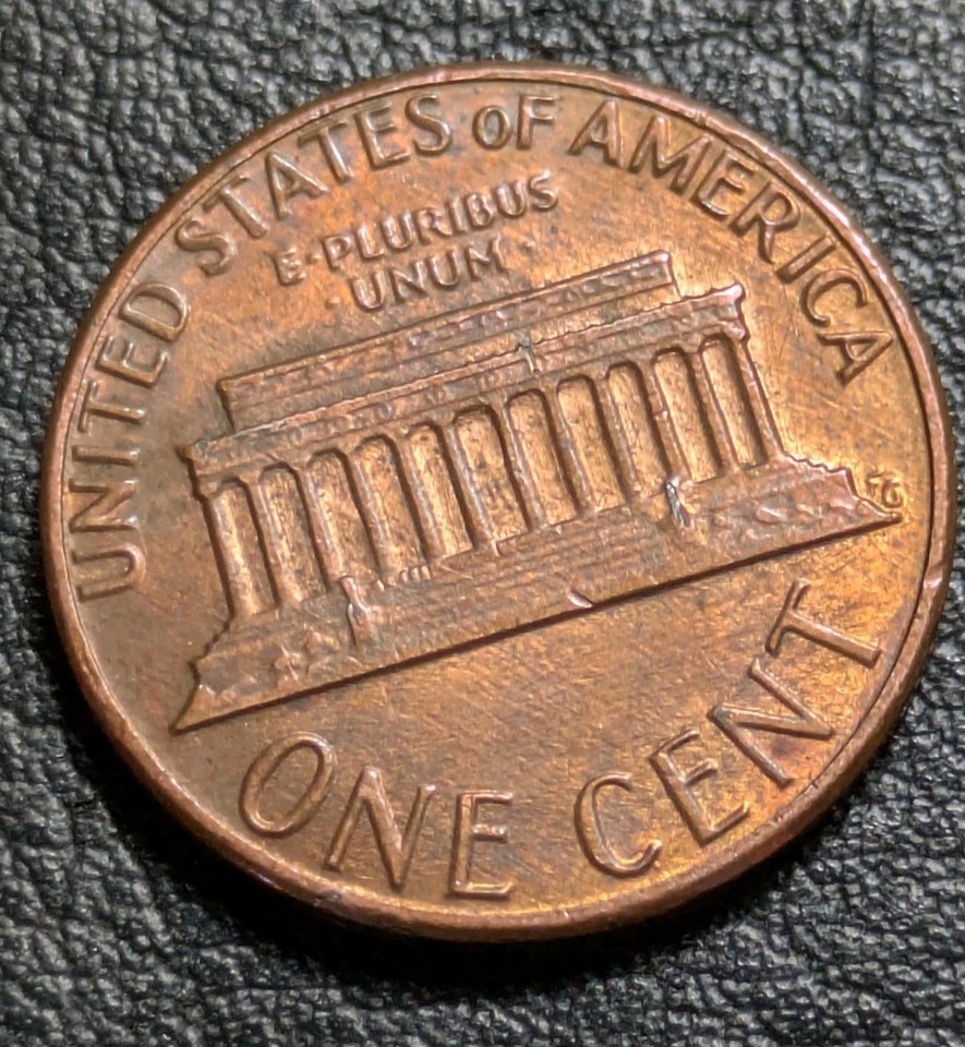 1983 1c Memorial Cent DIE CLASH Error Die Crack Error Red Brown Toned ...