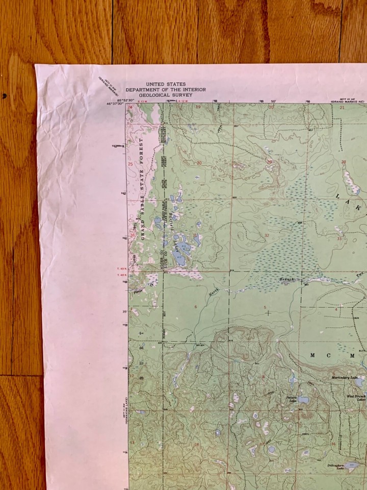 USGS michigan map 22X 27vintage TOPOGRAPHIC Geological Survey Grand ...