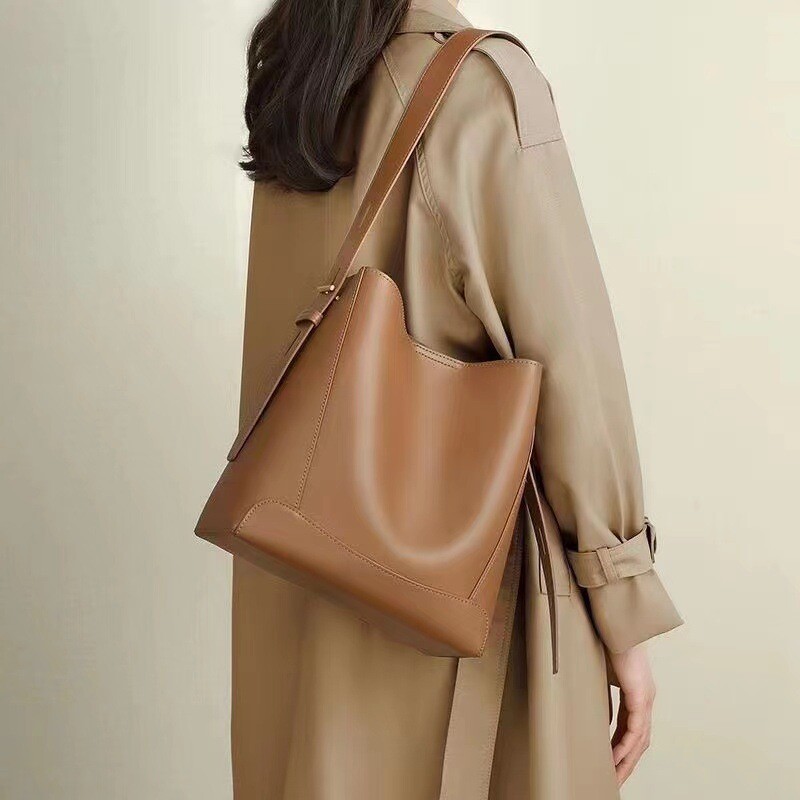 Large Capacity Crossbody PU Leather Single Bag Bucket Shoulder Bag ...