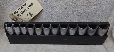 * VTG- CRAFTSMAN - V - DEEP WELL Socket Set w CASE - 12 DIFF - SAE 1/2 ...