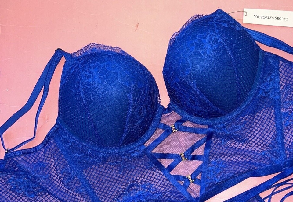 VICTORIA SECRET BOMBSHELL BRA ADD 2 CUP PLUNGE Super Push UP NEW Shine ...