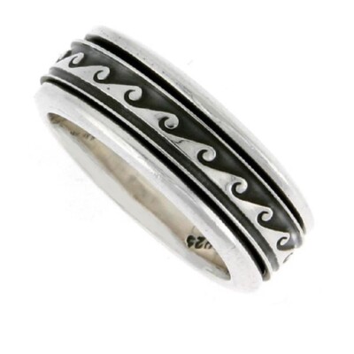 Handmade Sterling Silver Wave Design Center Spinner Ring | eBay