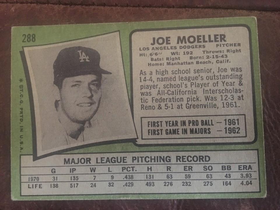 1971 Topps #288 Dodgers Joe Moeller Baseball Card | eBay