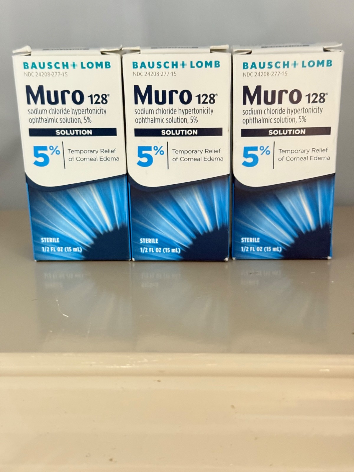 3x Bausch + Lomb Muro 128 5% Ophthalmic Solution Eye Drops 15ml EXP ...