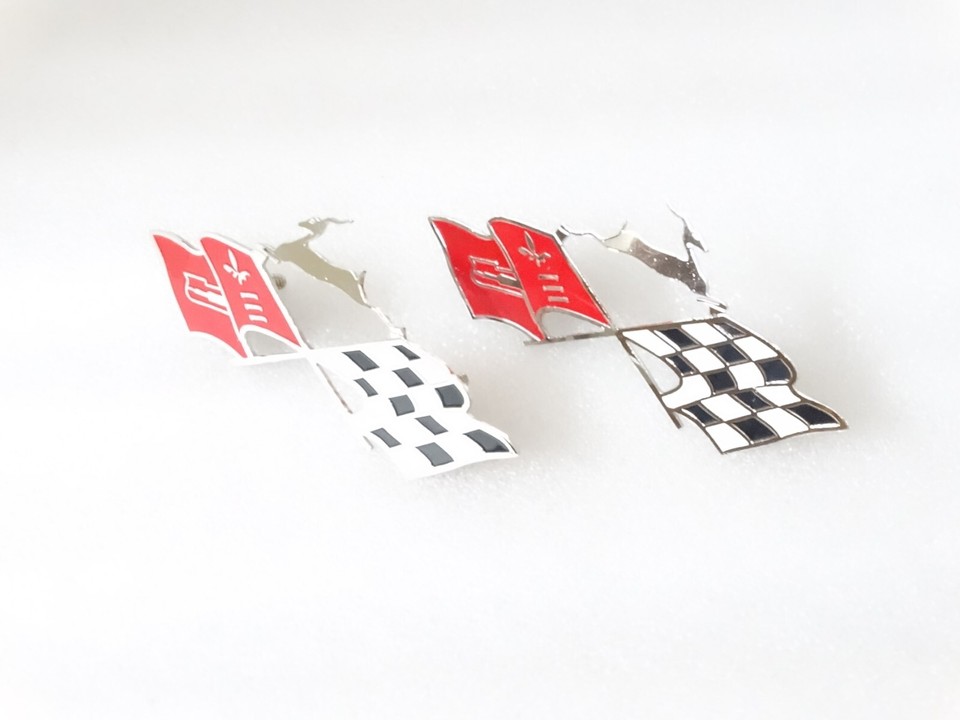 Rear Side Quarter Panel Crossed Flag Emblem Badge (Pair )Impala 1961 ...