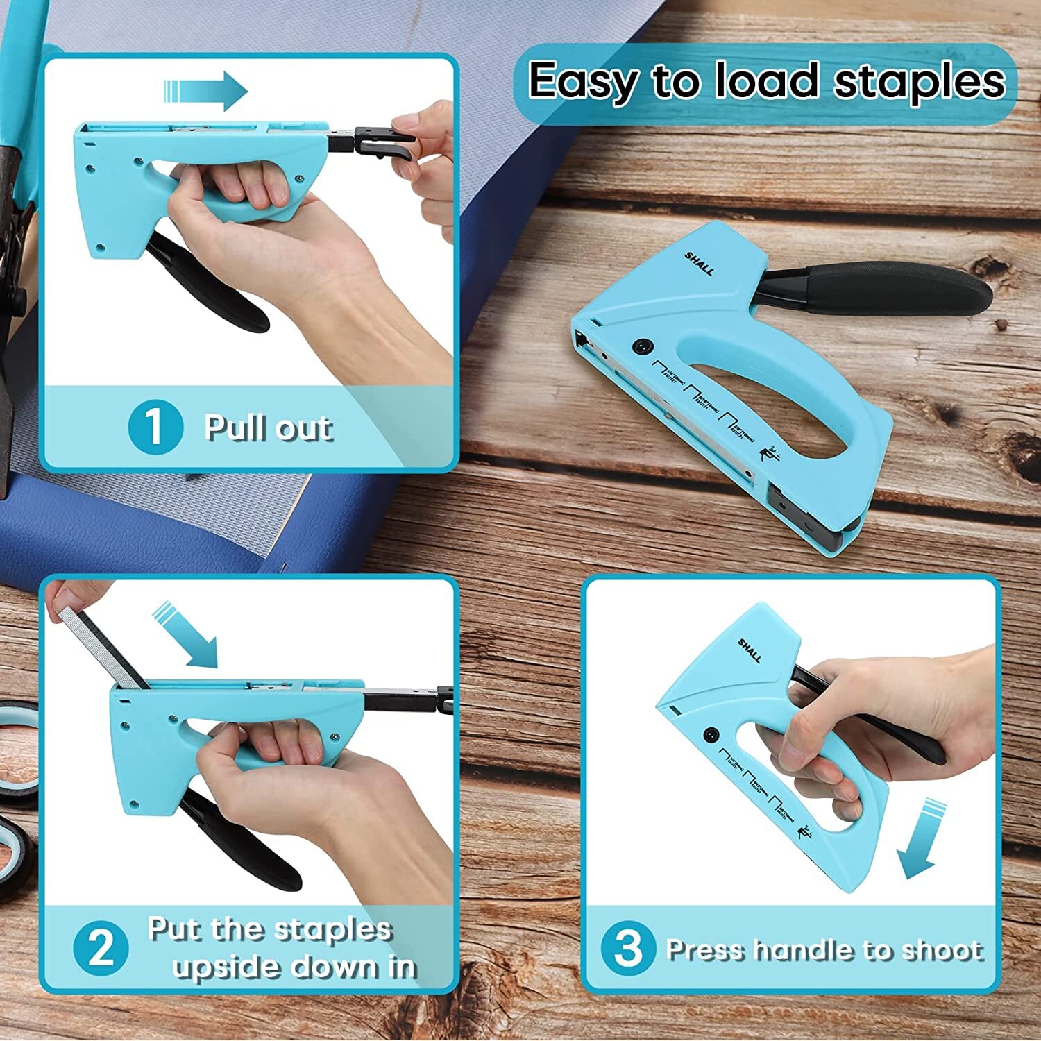 SHALL Light Duty Staple Gun -Upholstery Staple Gun with 1600pcs Staples ...