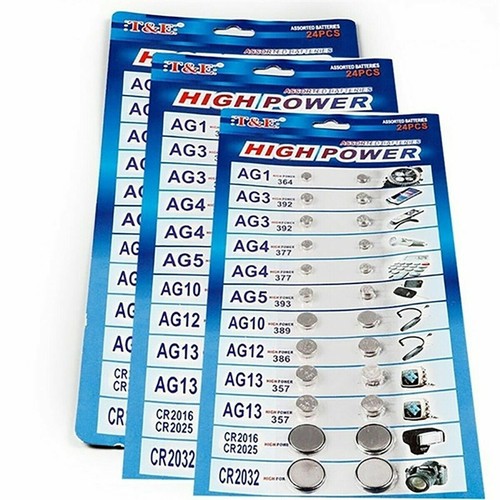24 ASSORTED Watch Cell Batteries AG1/3/4/10/12/13 CR2016/2025/2032 Toys ...