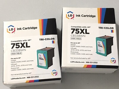 2 x LD CB338WN 75XL Color Ink Cartridge for HP Printer NIB & Sealed | eBay