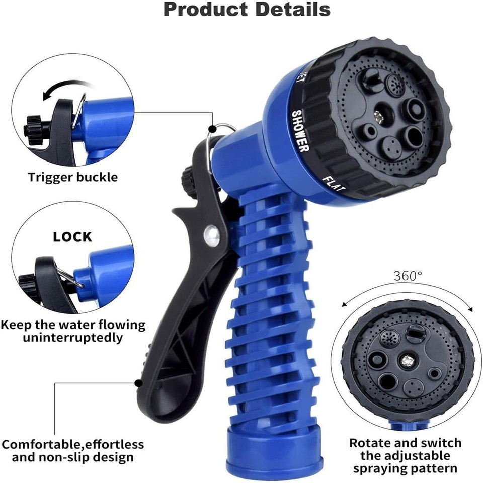 Stretch Hose Pipe Flexible Extendable Garden Magic Spray Gun Patio 22 ...