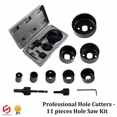 HOLE SAW CUTTER SET Round/Circular Drill Cutting Case Kit Metal/Alloy ...