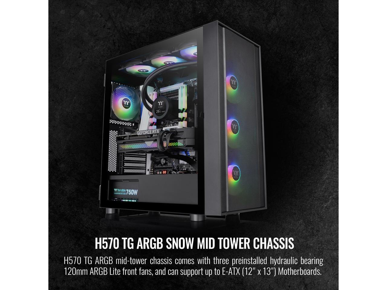 Thermaltake H570 TG Black ATX Mid Tower ARGB Tempered Glass Computer ...