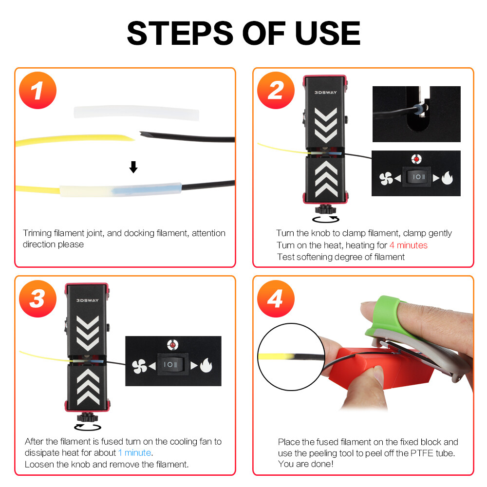 3D Printer Filament Connector Welder Splicer 1.75MM Filament Welding ...