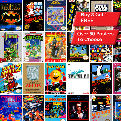 Retro NES Nintendo Poster Classic Vintage 80s 90s Print Picture Wall ...