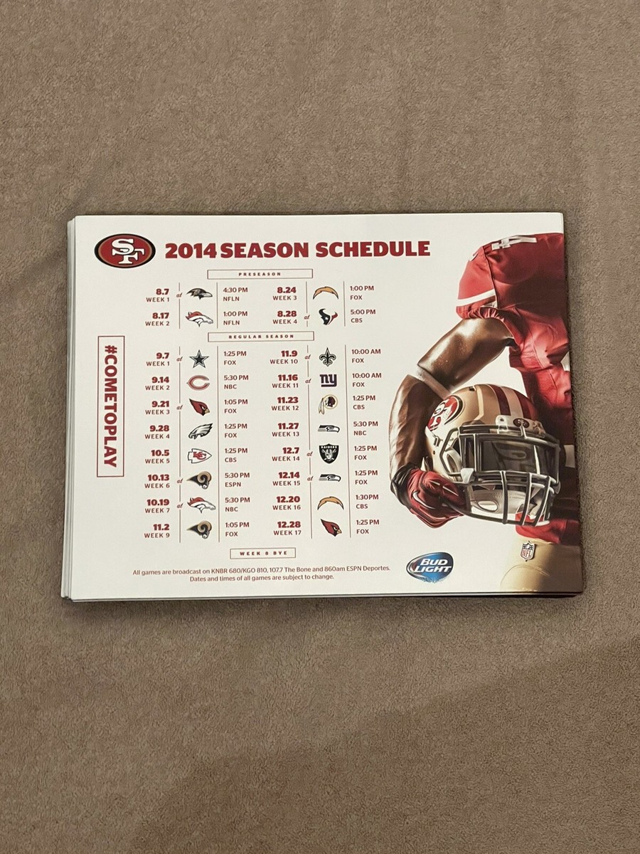 2014 Nfl Schedule 49ers San Francisco 49ers Vs Chicago Bears: Live