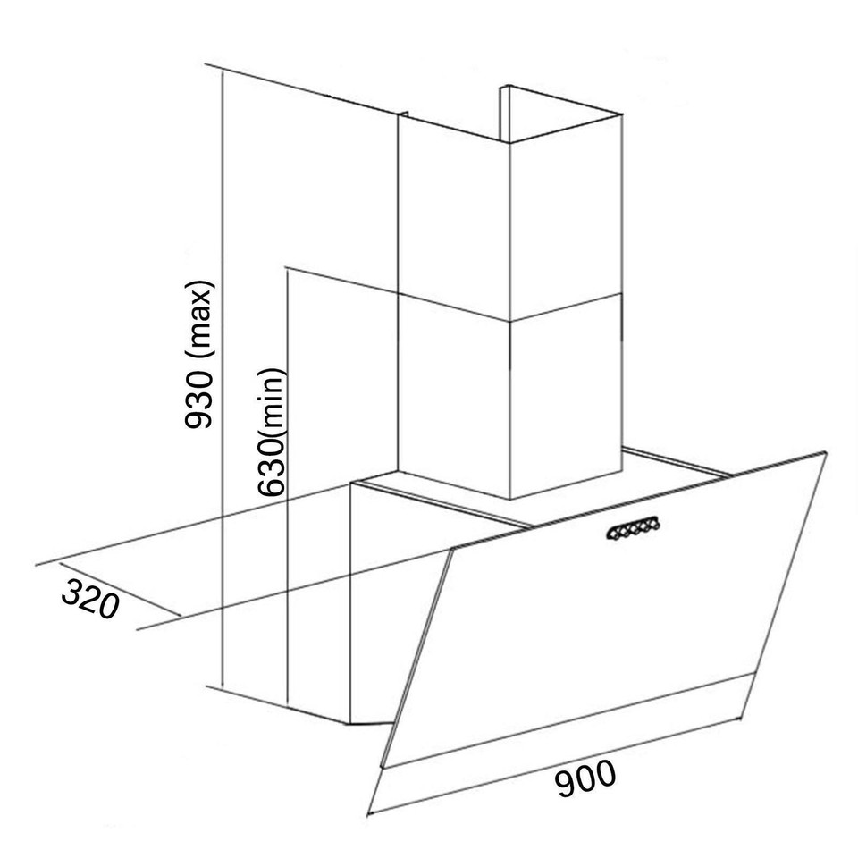 SIA 90cm Black Angled Cooker Hood Extractor Fan & Toughened Glass ...