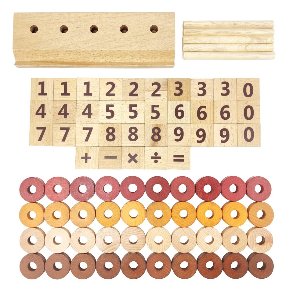 Xylolin Montessori Toys for Toddlers, Wooden Math Number Blocks ...