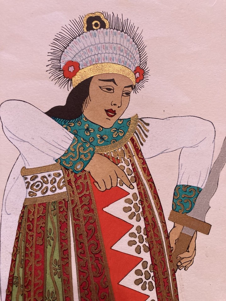 Beautiful Lithograph By Emile Gallois Indonesian Costume Antique Art ...