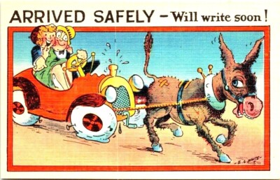 Postcard Humor Arrived Safely Will Write Soon Artist Signed E L White ...