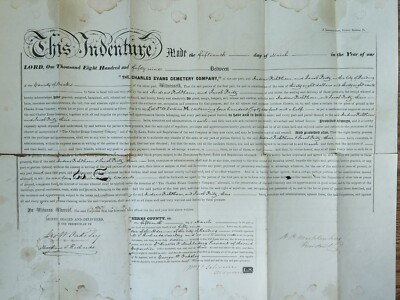 Antique Indenture Deed 1859 Reading PA Berks County Charles Evans ...
