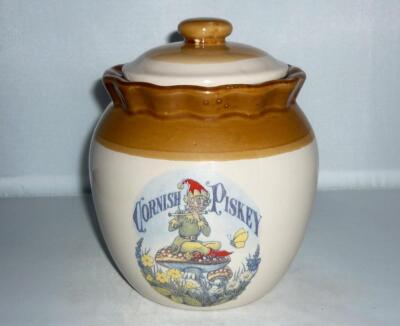 UNUSUAL PRESINGOLL POTTERY CORNISH PISKEY LUCKY PIXIE STORAGE POT JAR ...