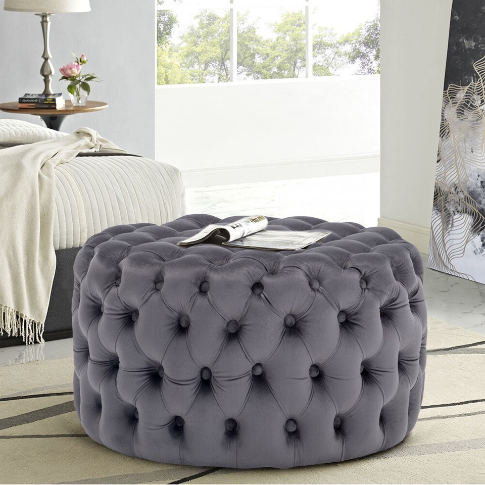 Chesterfield Coffee Table Footstool Plush Velvet Ottoman Pouffe Seat ...