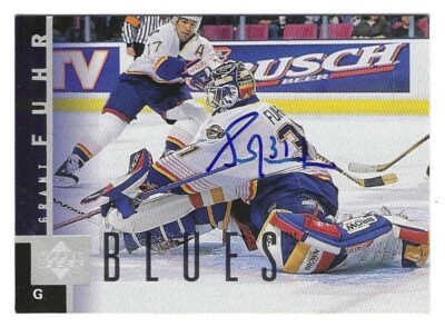 Signed GRANT FUHR St. Louis Blues 1997-98 Upper Deck card #145 w/Show ...