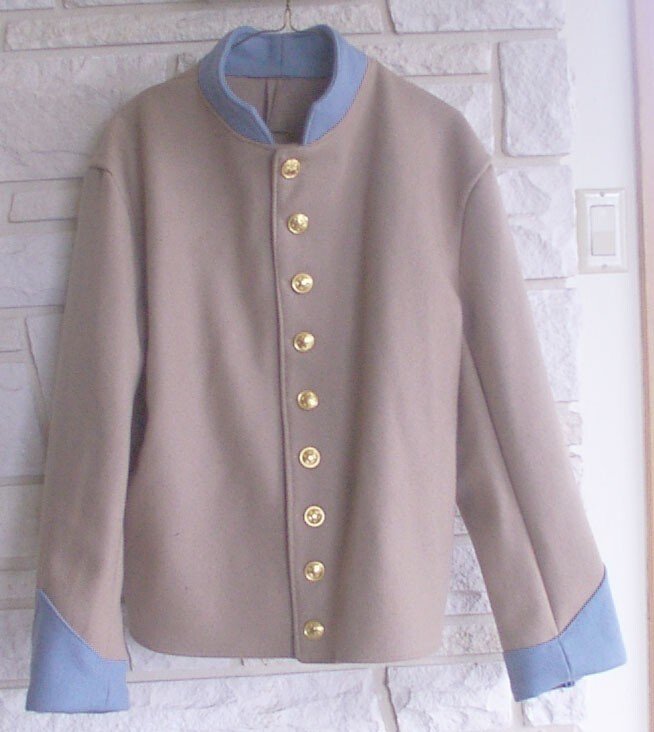 Confederate Infantry Shell Jacket, Butternut w/ Sky Blue Trim, Civil ...
