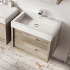 Oak Effect Vanity Unit With Resin Basin | 75cm Wall Hung Bathroom Sink ...