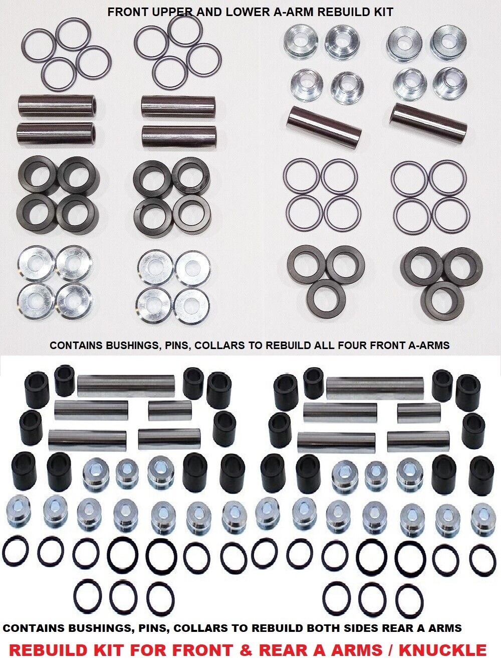 ALL FRONT & REAR A-ARM BUSHING KNUCKLE REBUILD KITS POLARIS RZR 900 ...