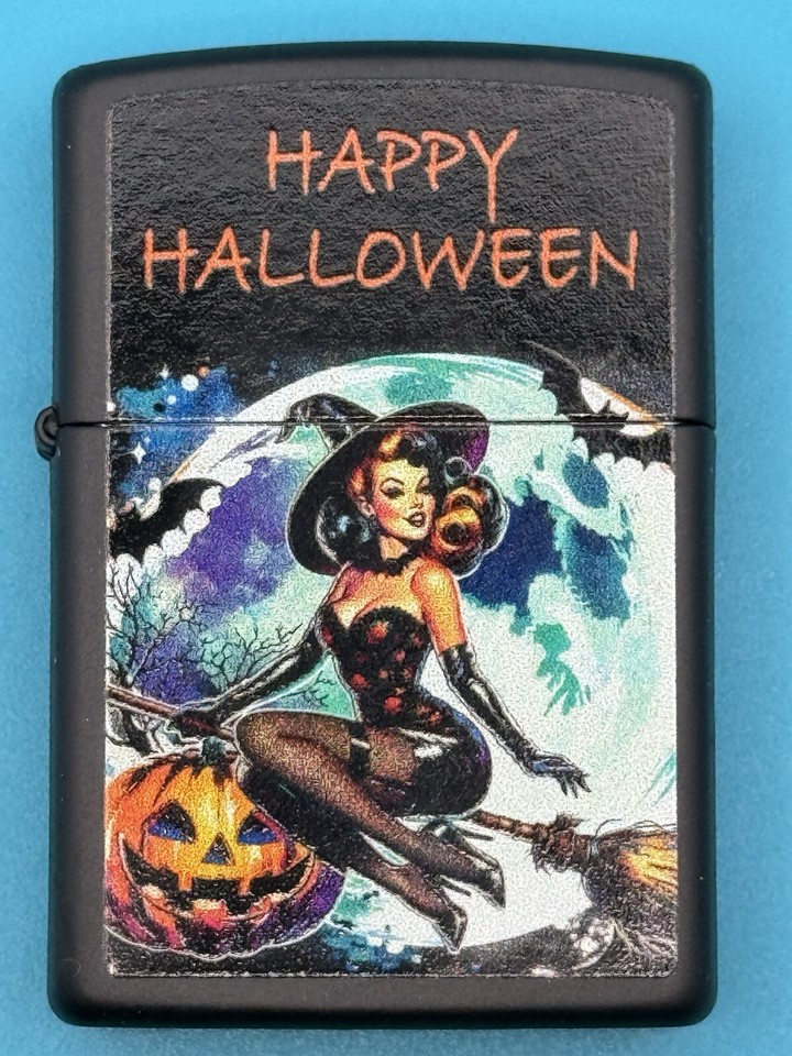 Witch Design 2 Happy Halloween Pumpkin Black Matte Zippo Lighter NEW | eBay